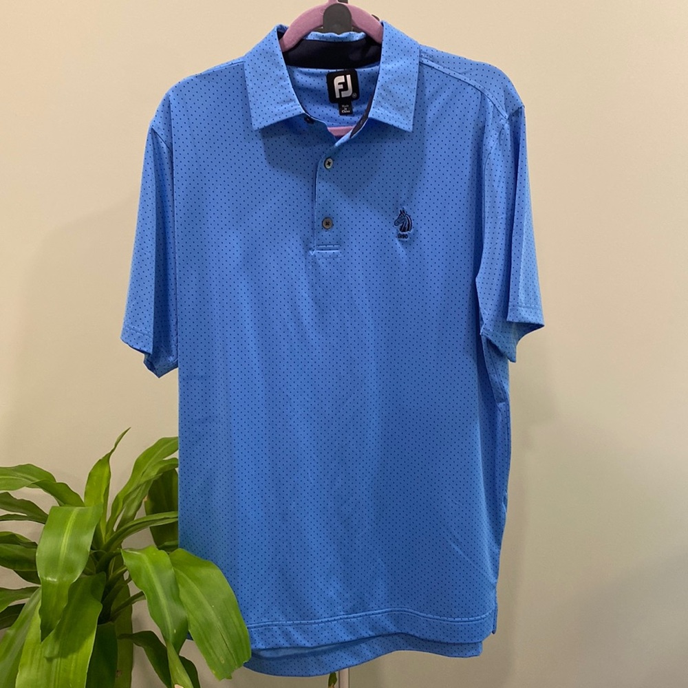 Footjoy Light Blue Golf Polo Shirt With Black Polka D… - Gem
